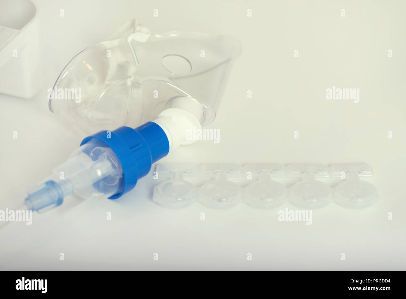 Ampules and nebulizer mask for home treatment. Selective focus Stock ...