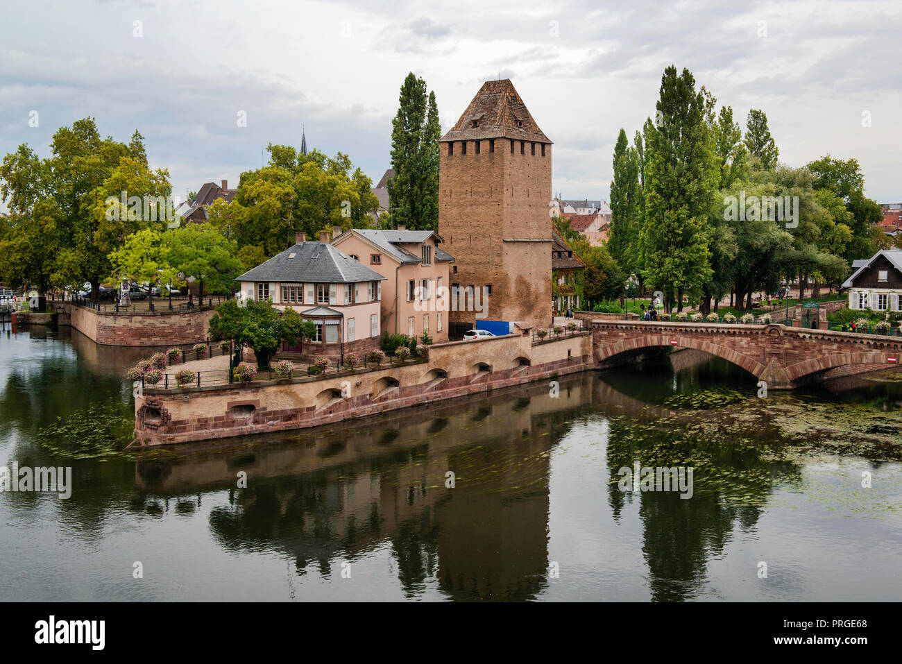 Canals and Medieval Towers of Strasbourg, Alsace, France. Strasbourg is ...