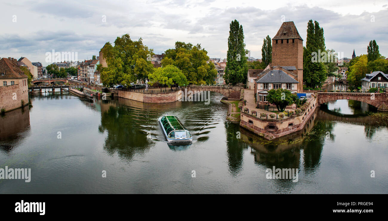 Canals and Medieval Towers of Strasbourg, Alsace, France. Strasbourg is ...