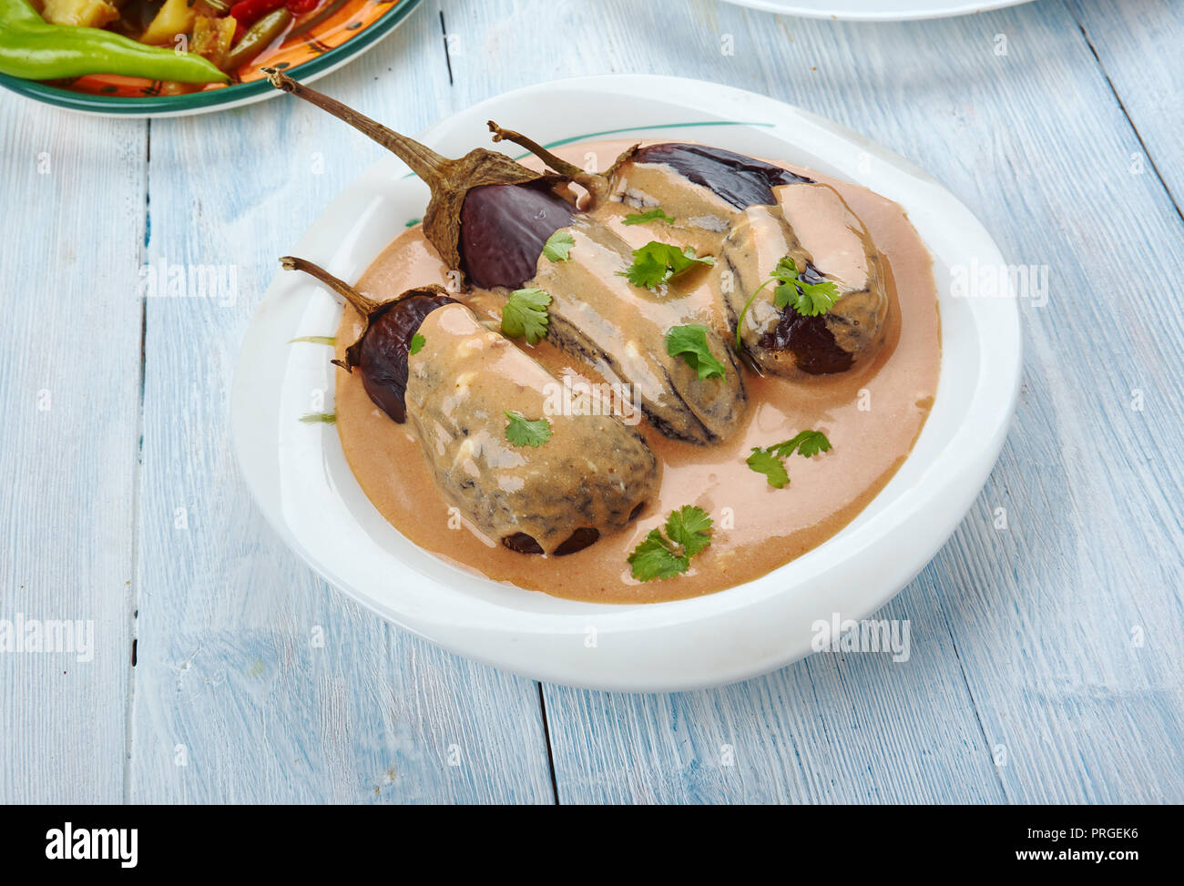 Hyderabadi bagara baingan for biryani , eggplant curry baingan Stock ...
