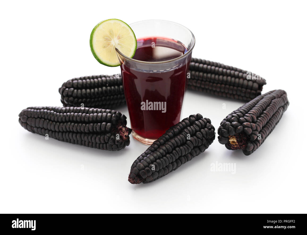 chicha morada, peruvian purple corn drink isolated on white background ...