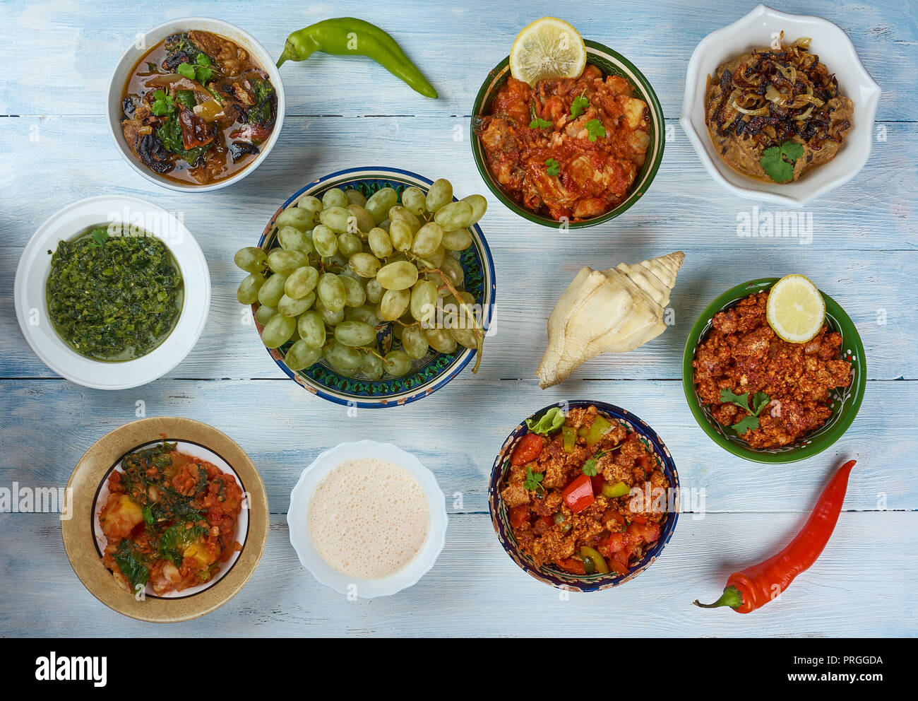 Hyderabadi cuisine, Asia Traditional assorted dishes, Top view Stock ...