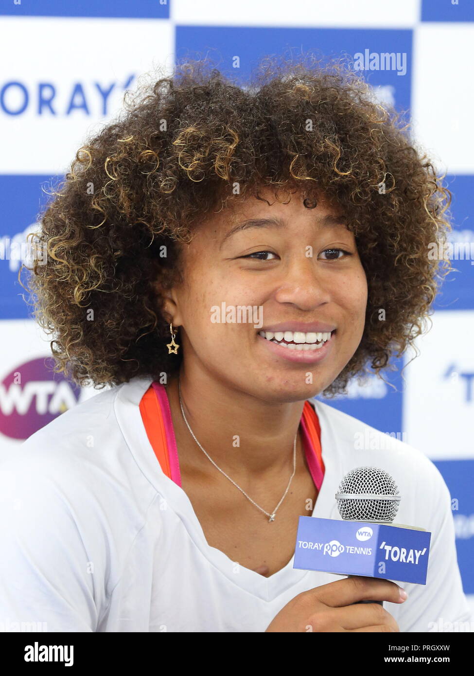 Mari Osaka of Japan attends a press conference during WTA Toray PPO ...