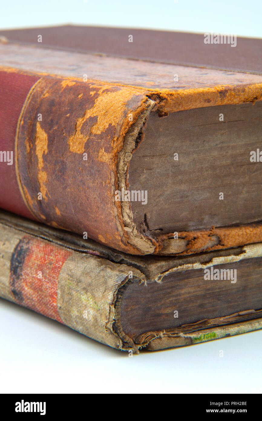 two very worn old books Stock Photo - Alamy