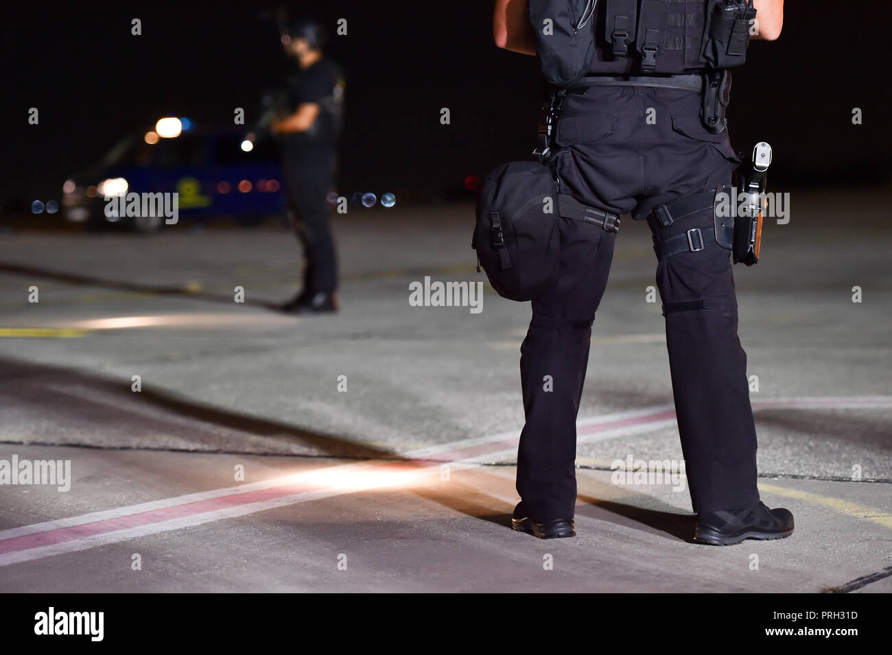 Night scene with special forces showing their skills in a simulated ...