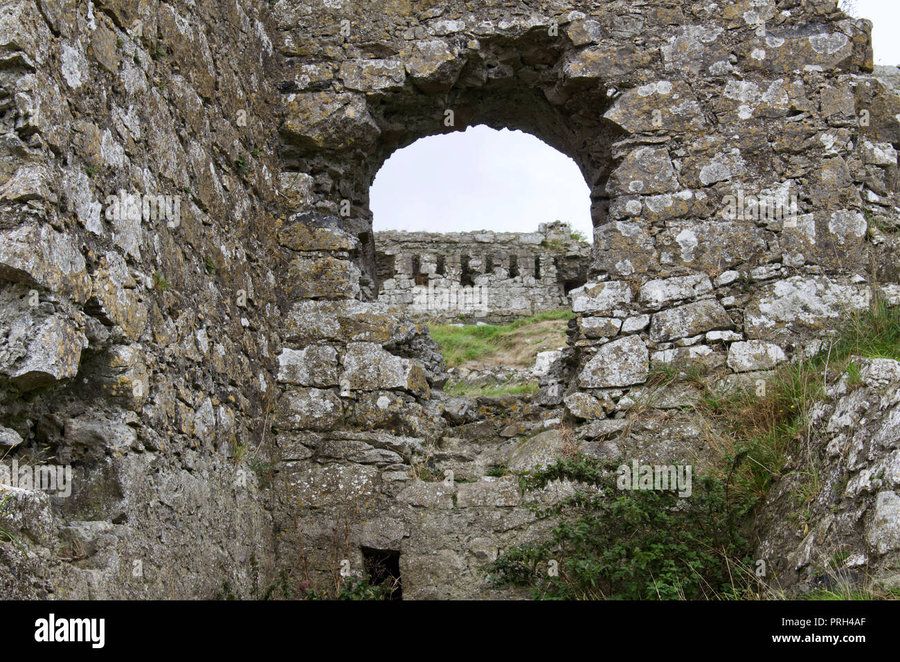 Close up view of medieval castle ruins in County Laois, Ireland (Rock ...