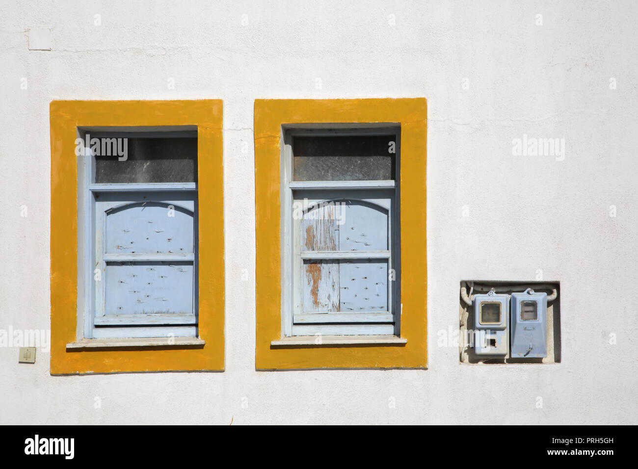 Kea Island Greece Korissia House windows and Electricity Meters Stock ...