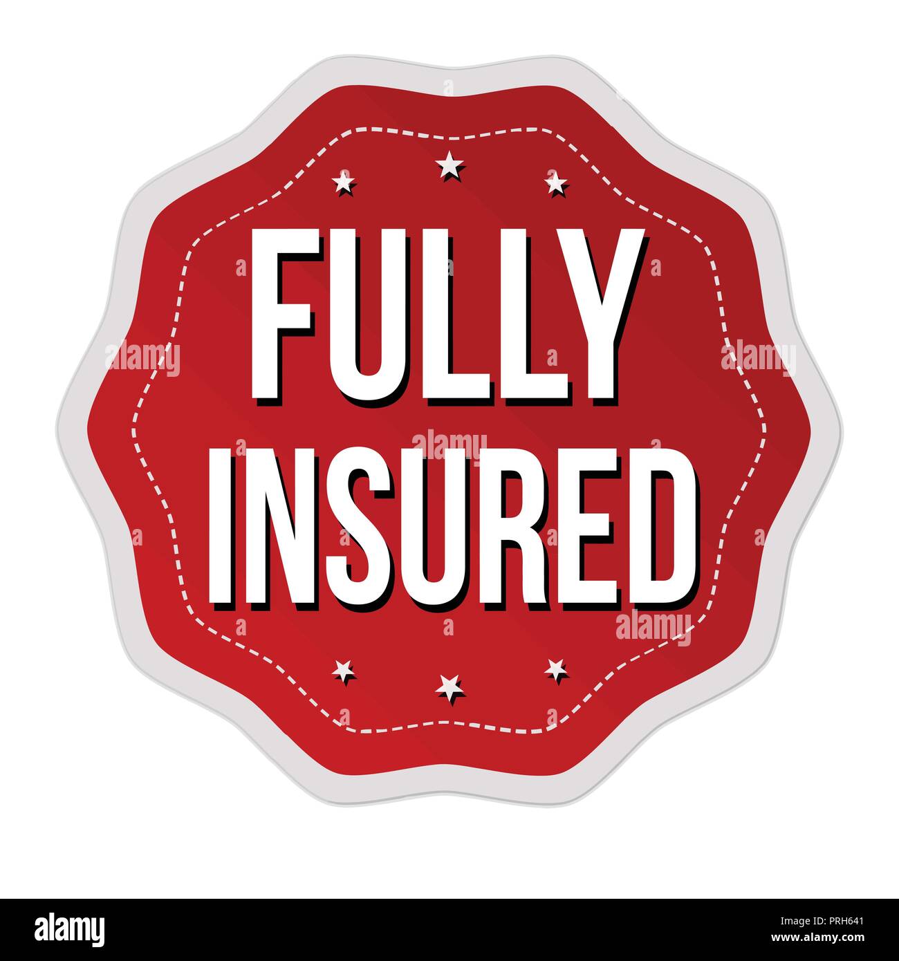 Fully insured label or sticker on white background, vector illustration ...