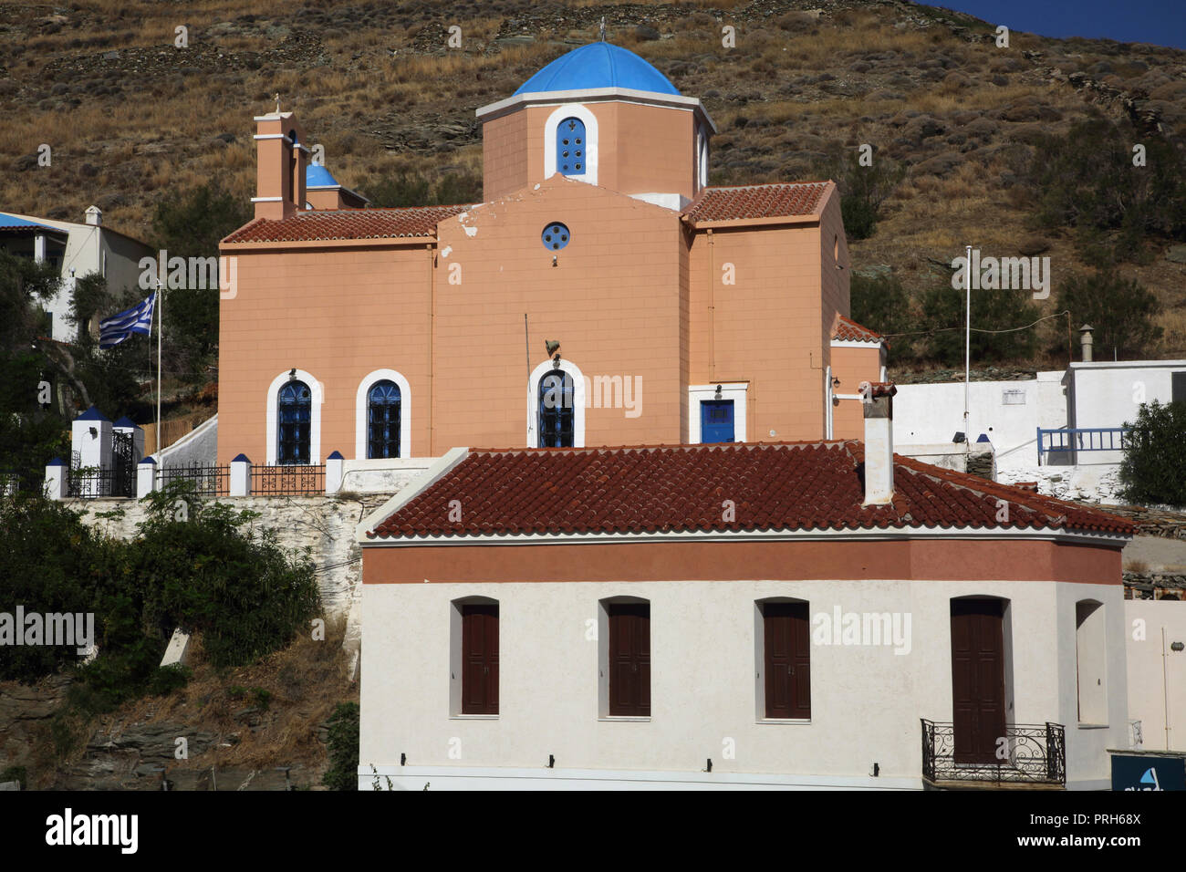 Kea Island Greece Port Korissia Church Stock Photo - Alamy