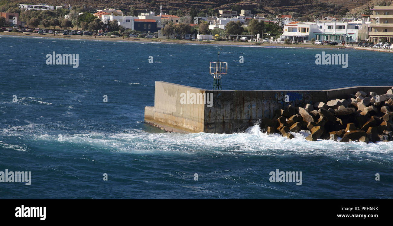 Kea Island Greece Beacon at the end of Pier Stock Photo - Alamy