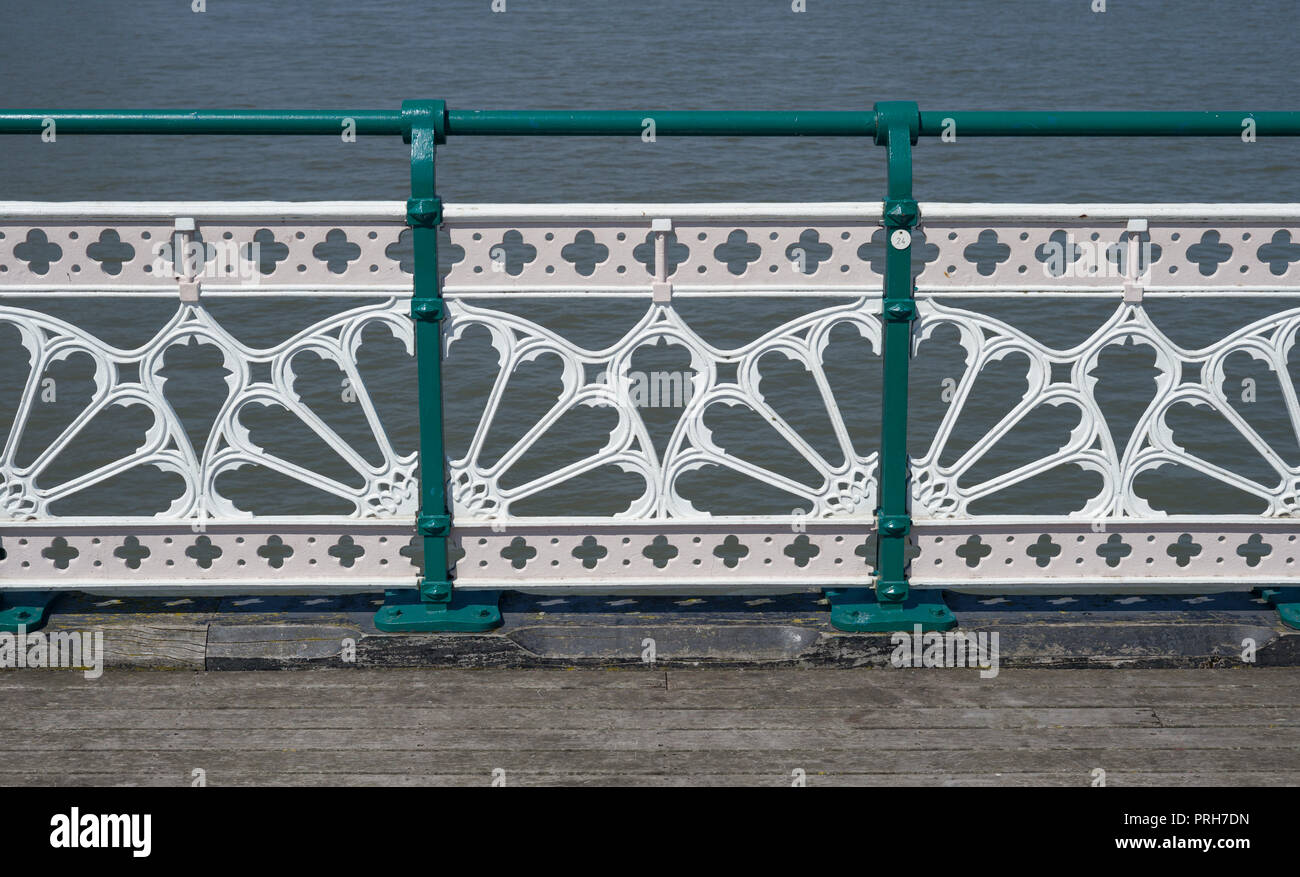 Multicoloured painted cast iron balustrade and railings with ...