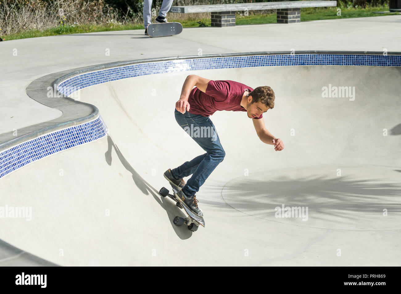Skateboarding activity at Concrete Waves in Newquay in Cornwall Stock ...