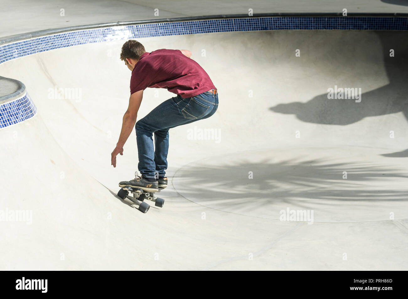 Skateboarding activity at Concrete Waves in Newquay in Cornwall Stock ...