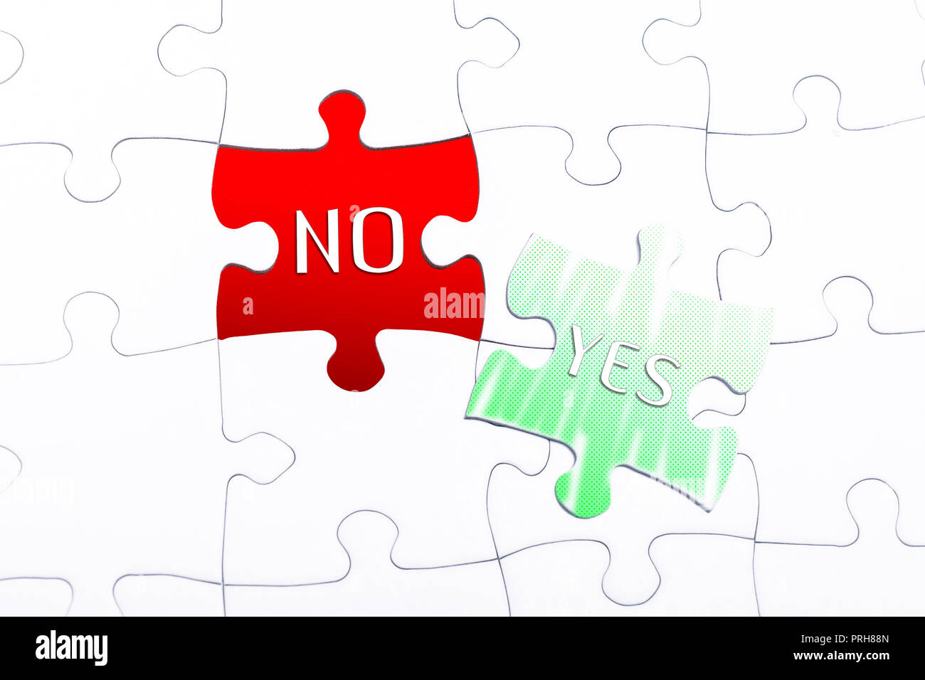 The Words Yes And No In A Missing Piece Jigsaw Puzzle Stock Photo - Alamy