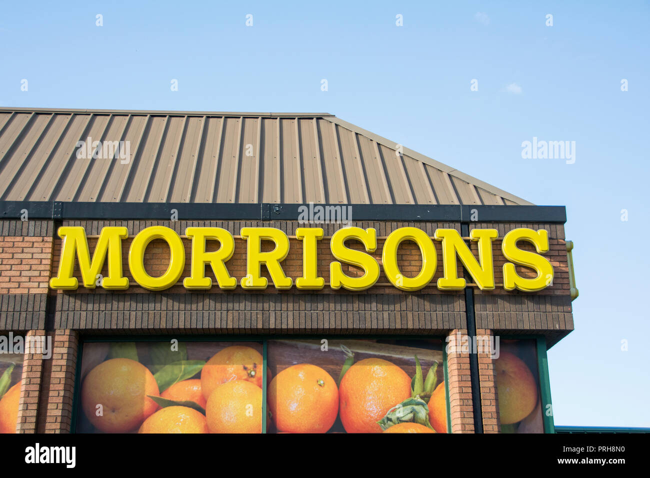 Signage outside Morrisons supermarket, High St, Brentford, London ...