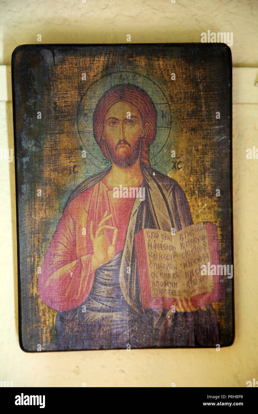 Kea Island Greece Ioulidha Greek Icon of Jesus Christ in small Chapel ...