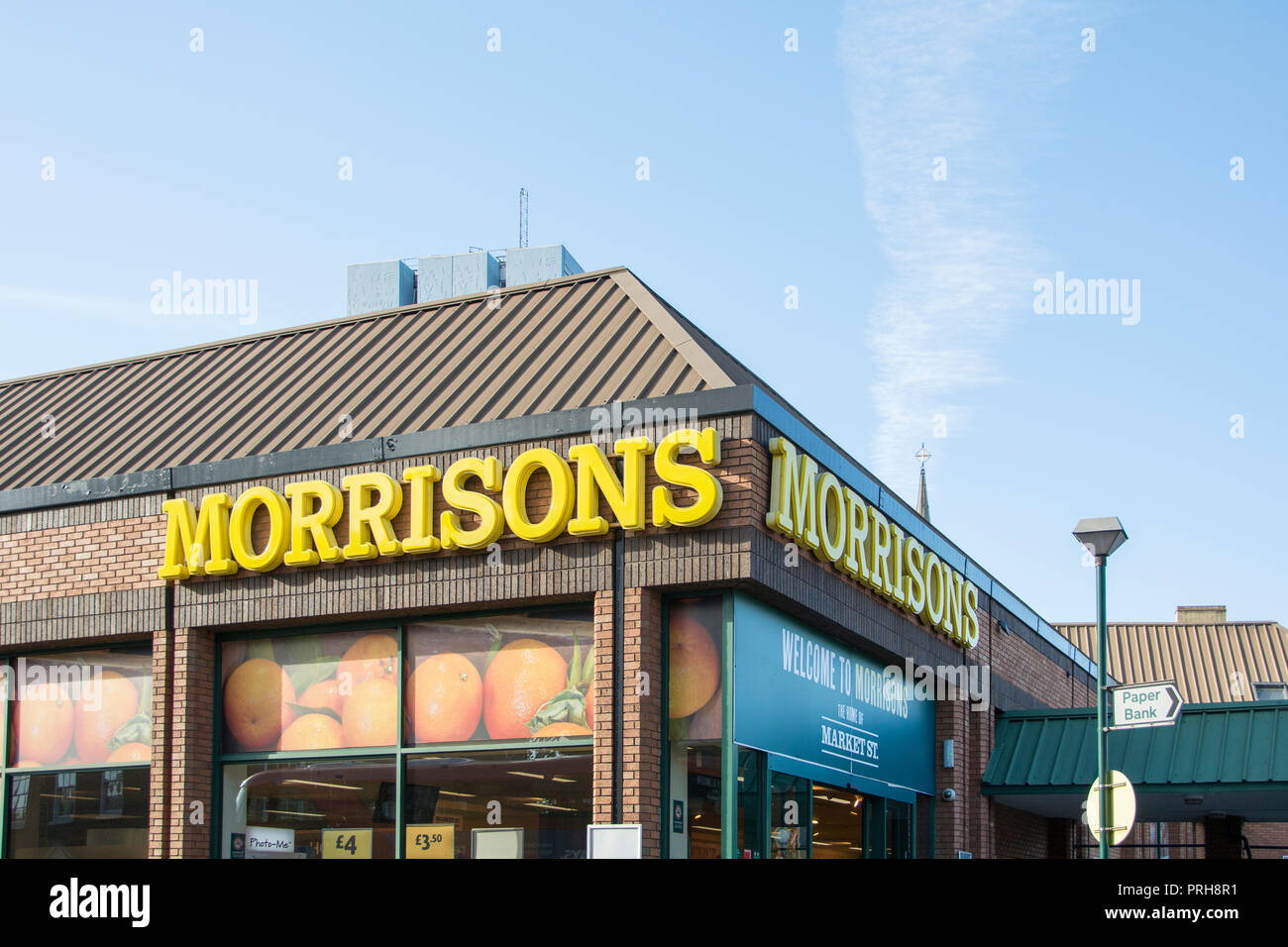 Signage outside Morrisons supermarket, High St, Brentford, London ...