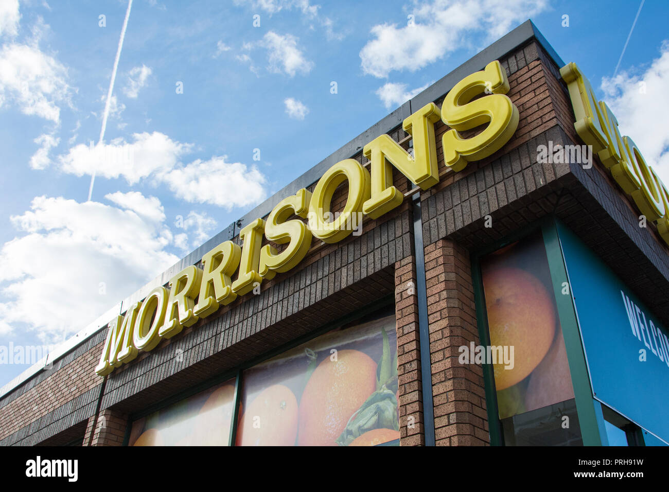 Signage outside Morrisons supermarket, High St, Brentford, London ...