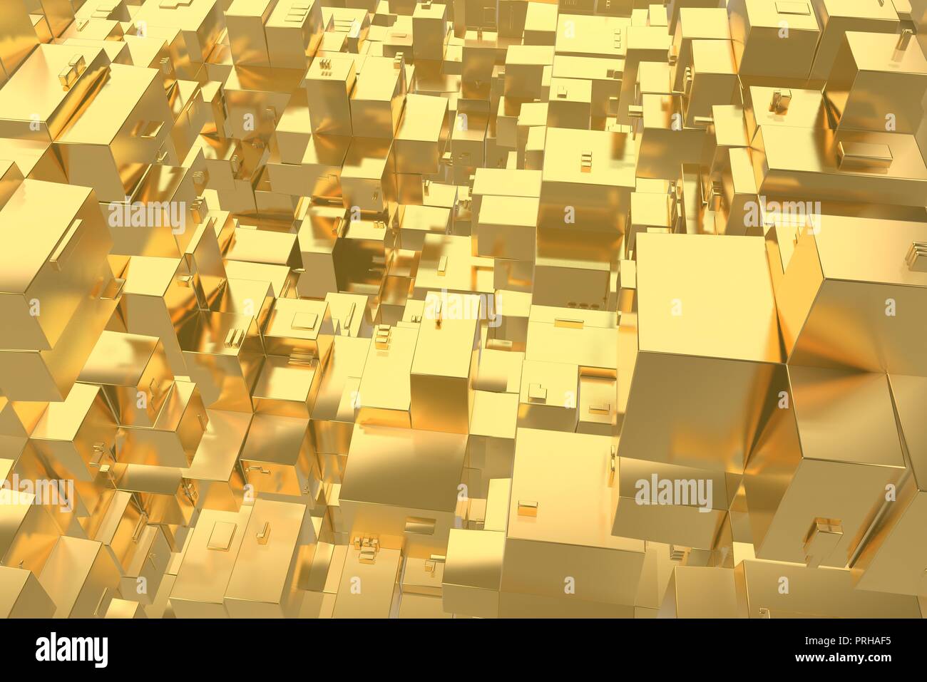 Wealth rich concept idea Golden city at sunset rays Abstract space ...