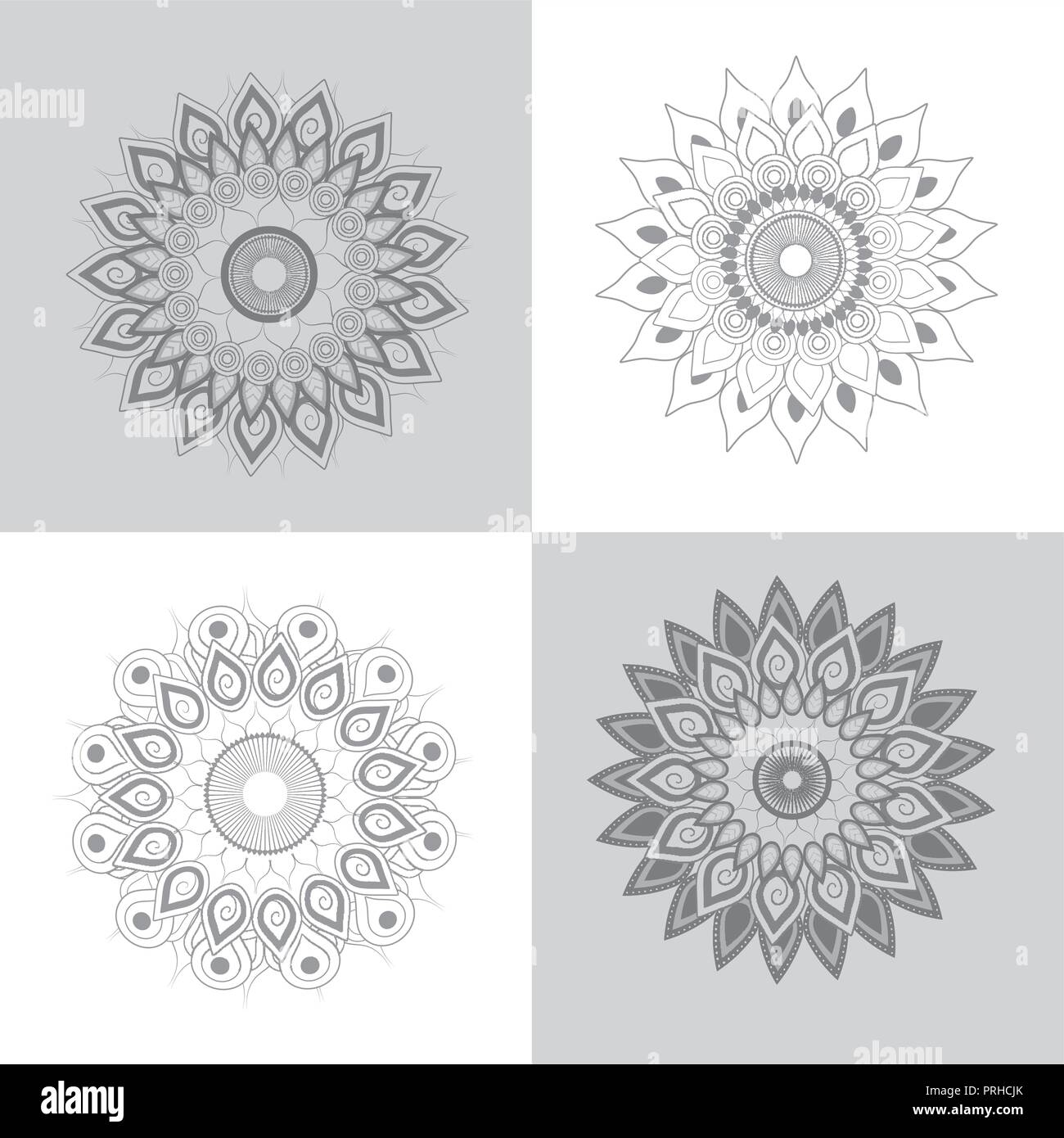 set flowers mandalar ornament decoration Stock Vector Image & Art - Alamy
