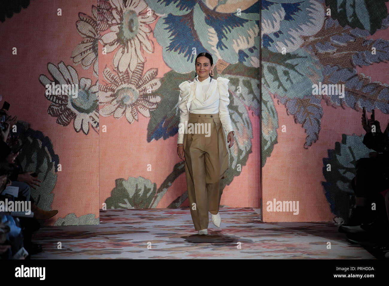 NEW YORK, NY - FEBRUARY 12: Designer Nicky Zimmermann walks the runway ...