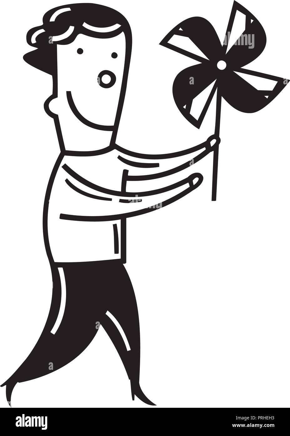 boy playing fan toys. outlined cartoon drawing sketch illustration ...