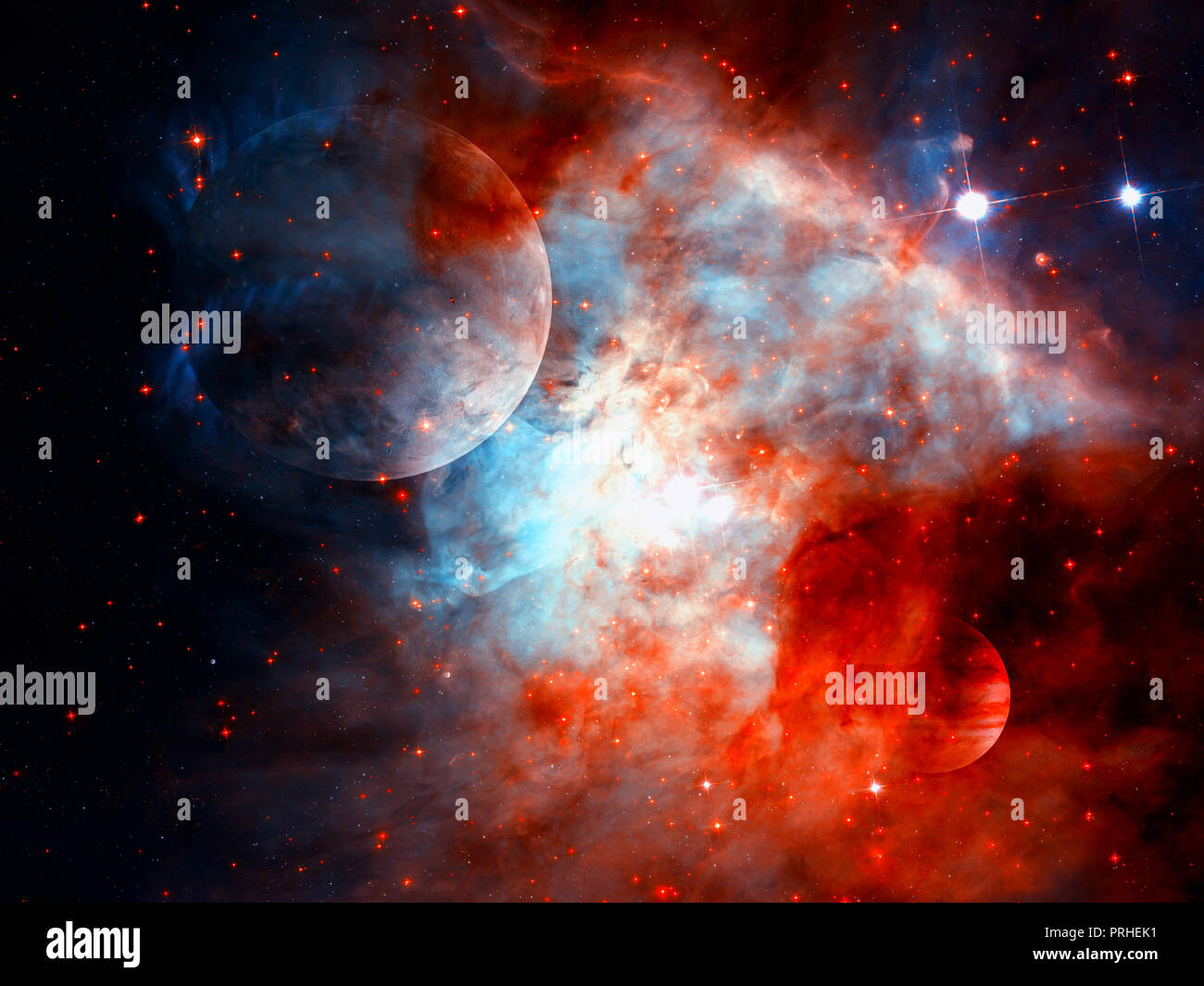 Planet and nebula in outer space. Elements of this image furnished by ...