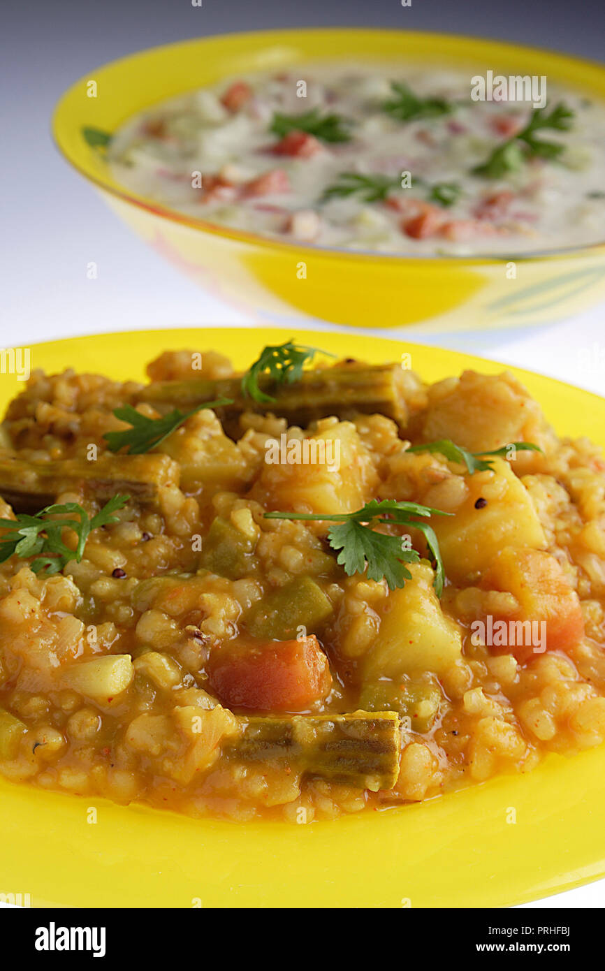 BISI BELE HULI ANA & PACHHADI:SOUTH INDIAN RICE WITH DAL & VEGETABLES ...