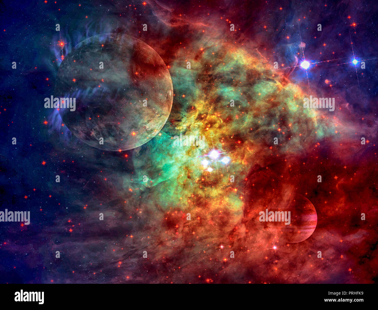 Planet and nebula in outer space. Elements of this image furnished by ...