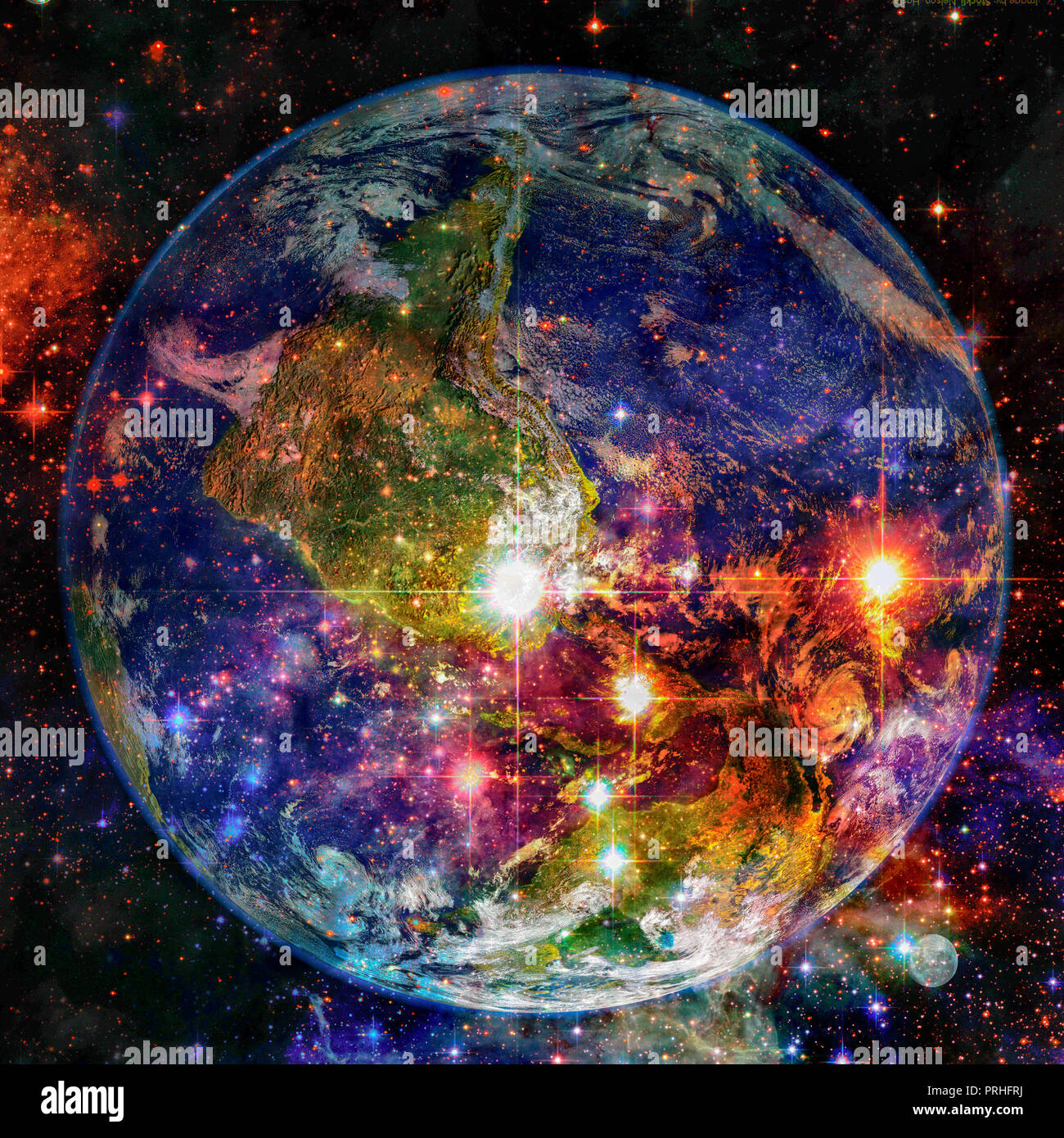 Planet Earth and galaxy. Elements of this image furnished by NASA Stock ...