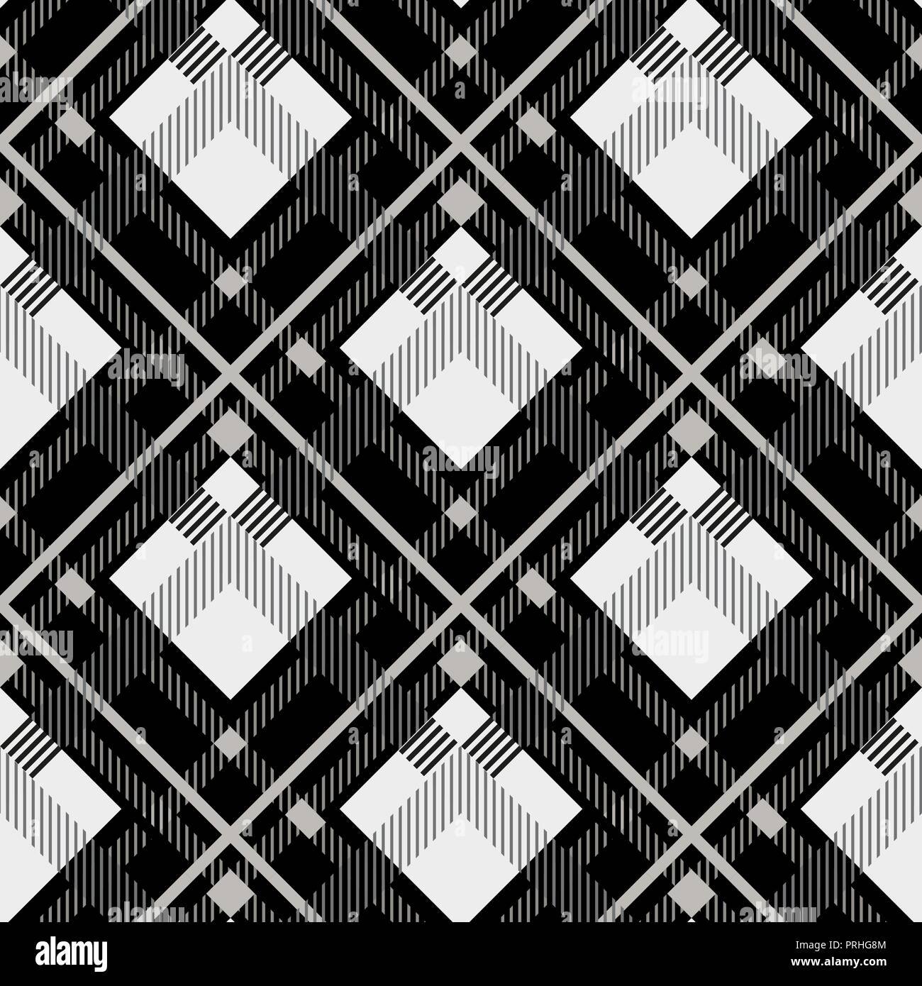 Black white diagonal check texture seamless pattern. Vector ...