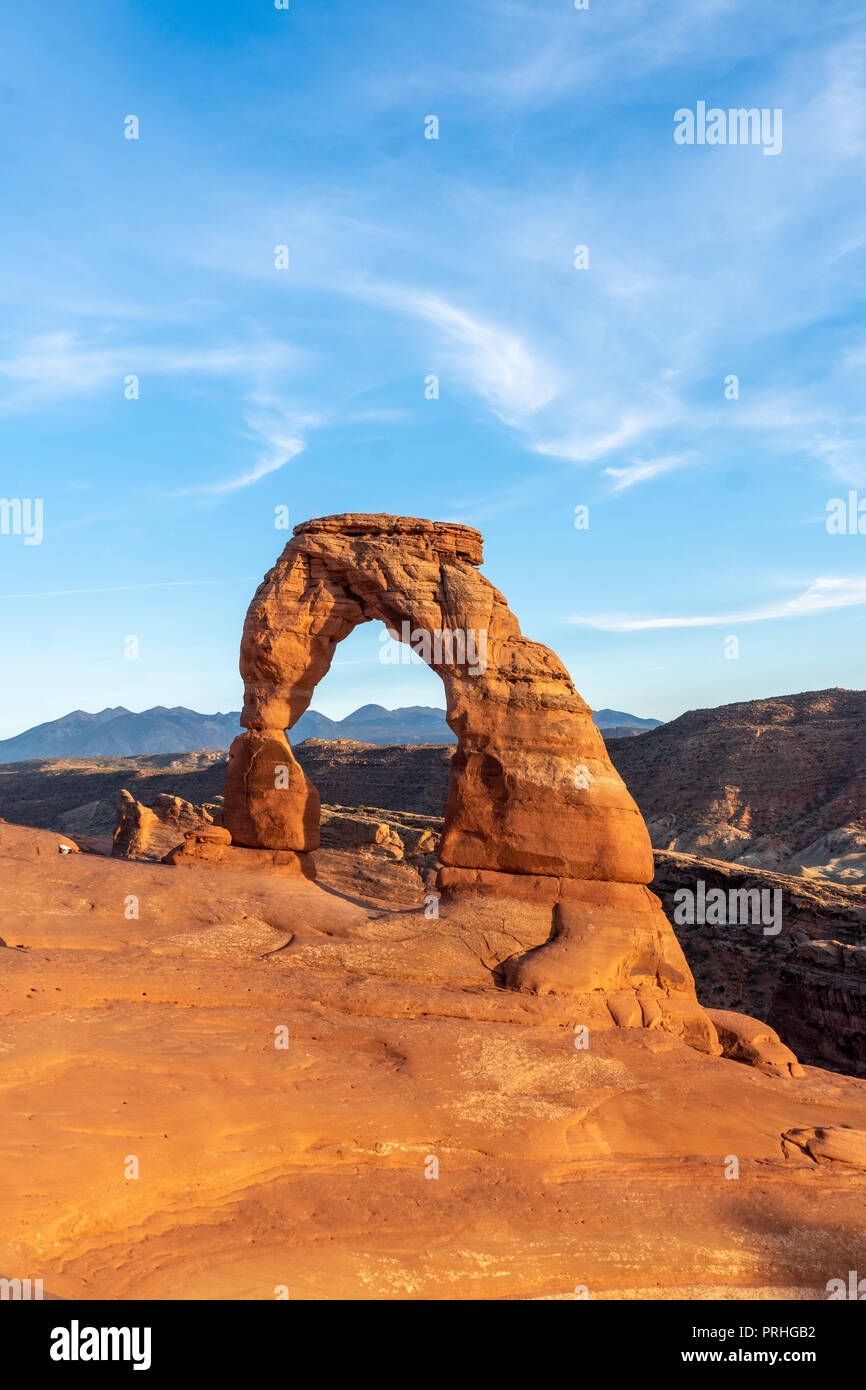 Delicate arch at sunset, Arches National Park, Utah Stock Photo - Alamy