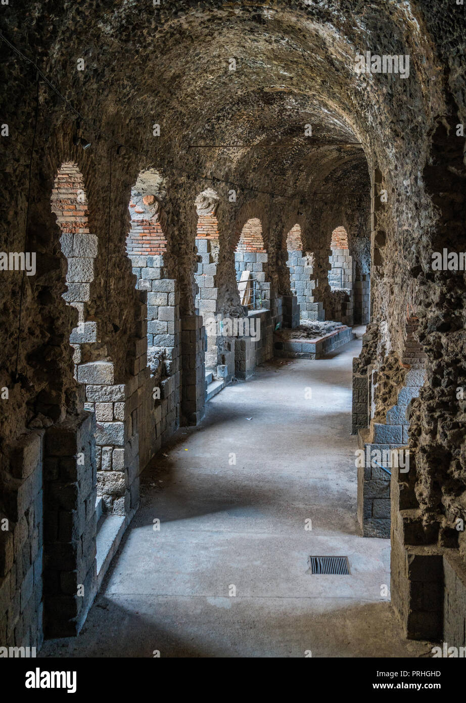 The underground of the roman theater in Catania. Sicily, Italy Stock ...
