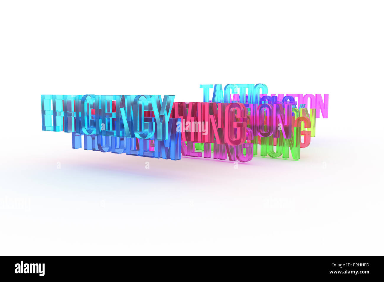 Efficiency, business conceptual colorful 3D words. abstract cgi ...