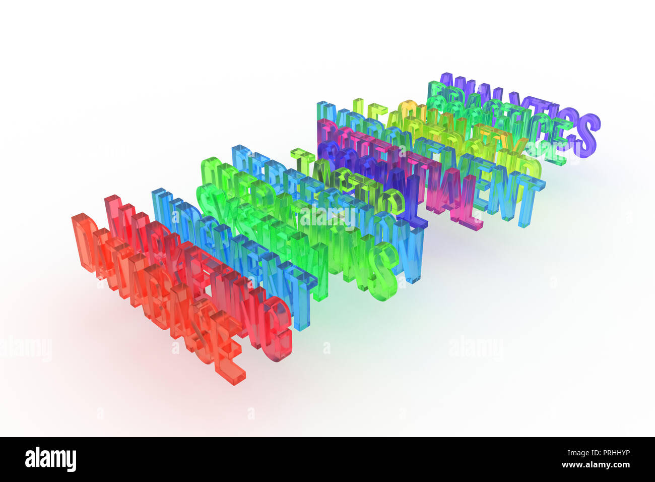 Database, business conceptual colorful 3D words. illustrations cgi ...