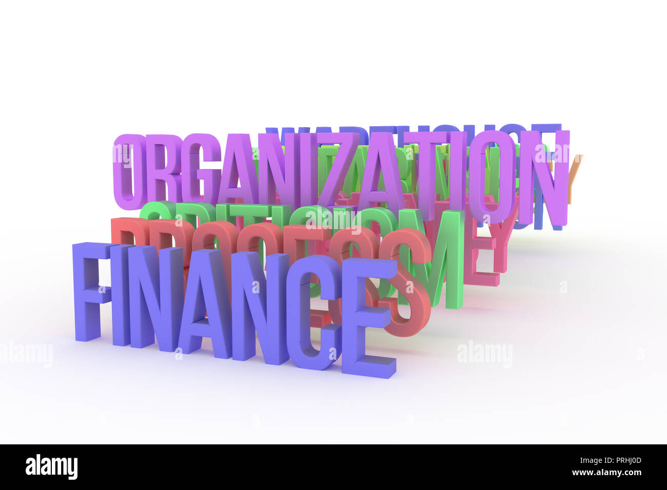Organization & finance, business conceptual colorful 3D words ...