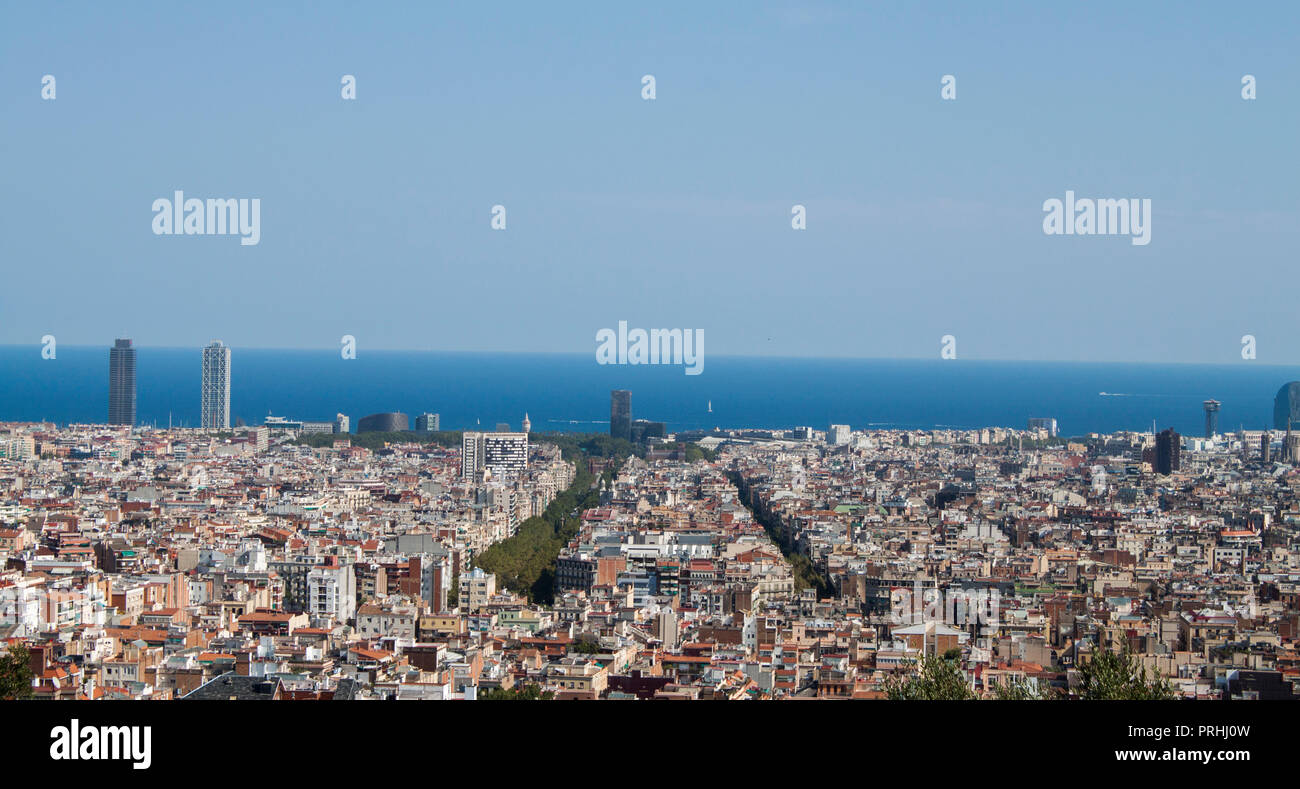Panoramic view of the city of Barcelona, Catalonia, Spain, Europe ...