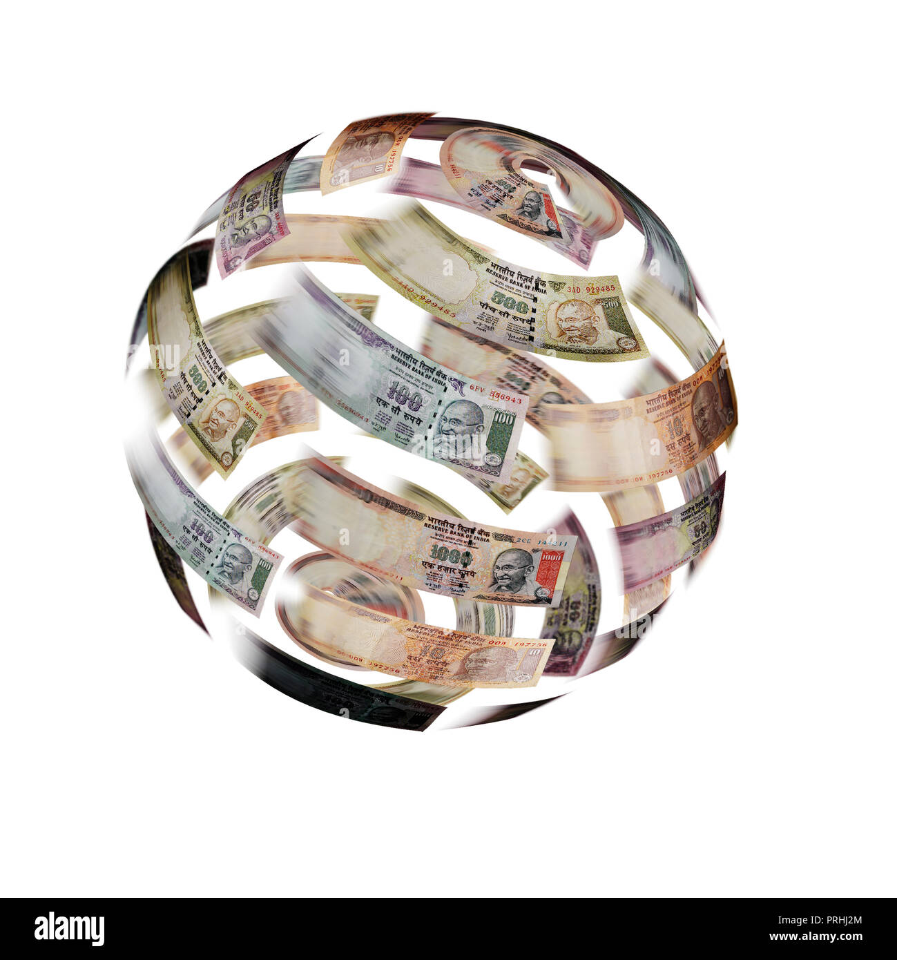 Currency notes in the shape of the Earth moving in a blur Stock Photo ...