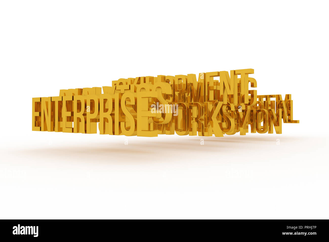 Enterprise, business conceptual golden 3D words. background cgi ...