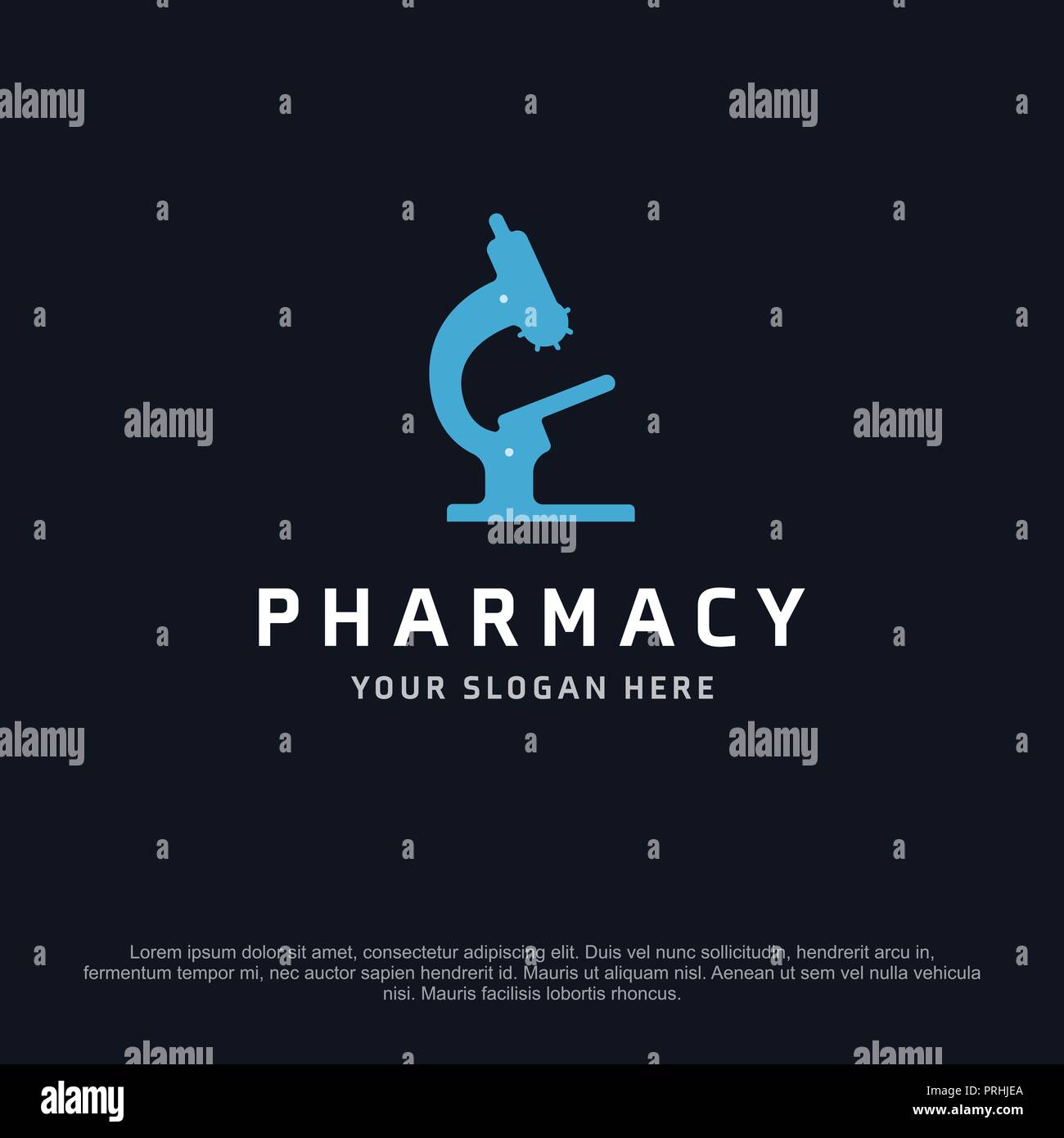 Pharmacy logo design with typography and dark background vector Stock ...