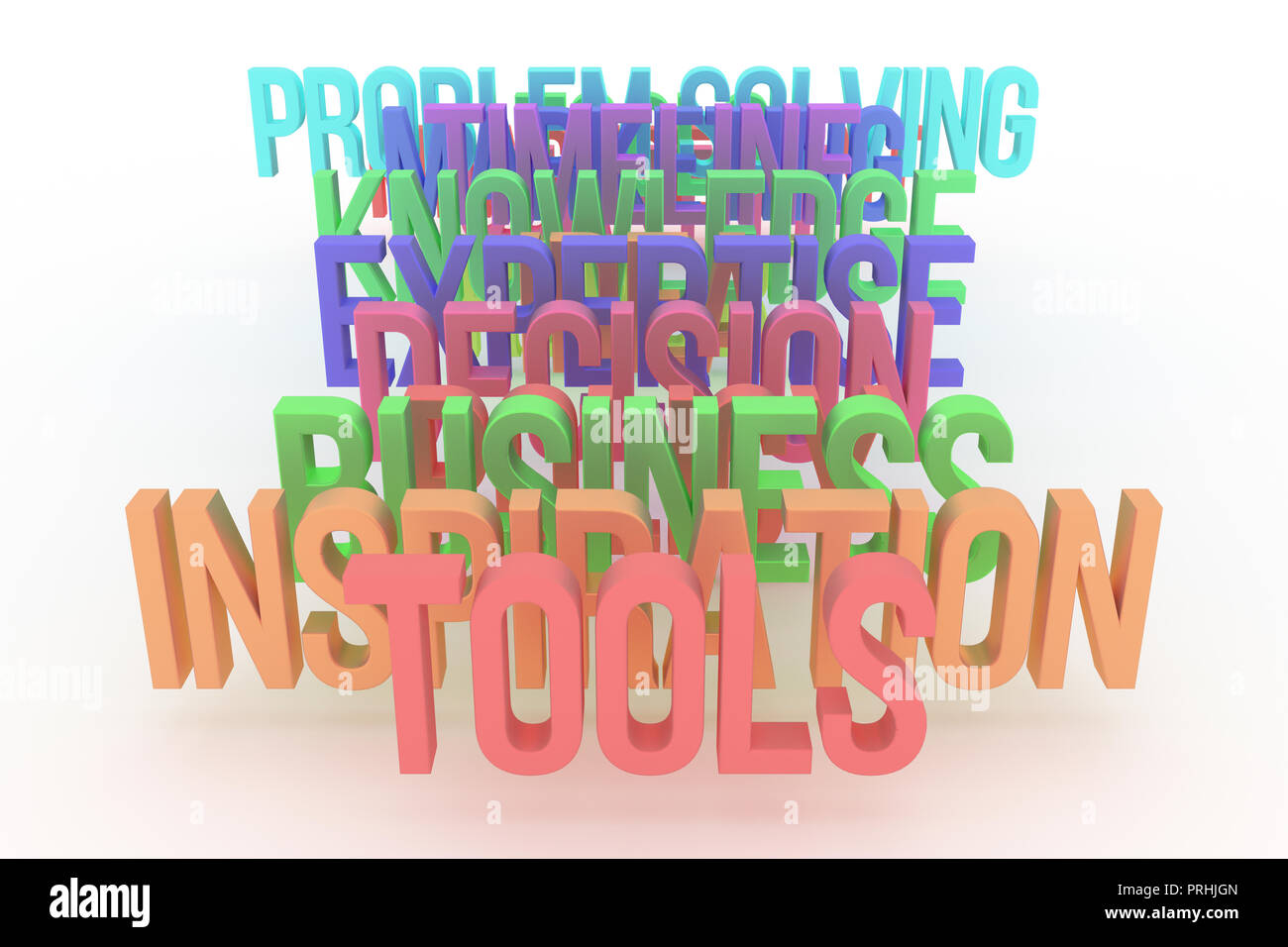 Tools & inspiration, business conceptual colorful 3D words. decorative ...