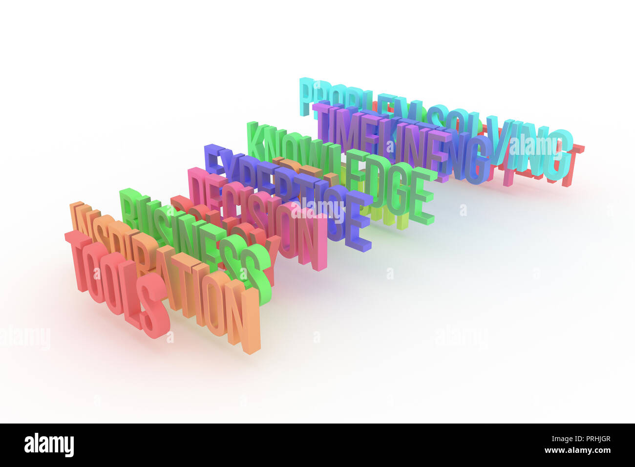 Tools & inspiration, business conceptual colorful 3D words. decorative ...