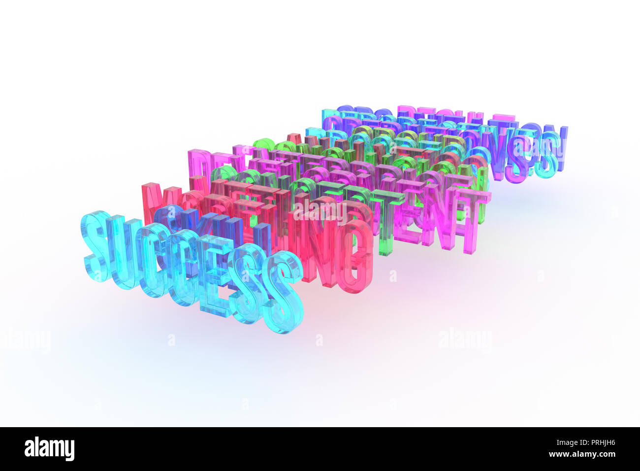 Success, business conceptual colorful 3D words. abstract cgi typography ...