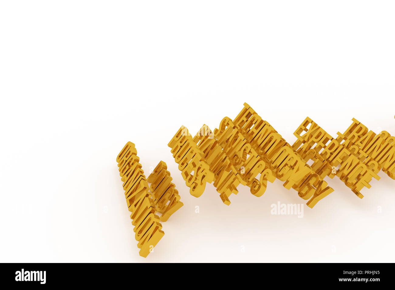 Organization, business conceptual golden 3D words. background cgi ...