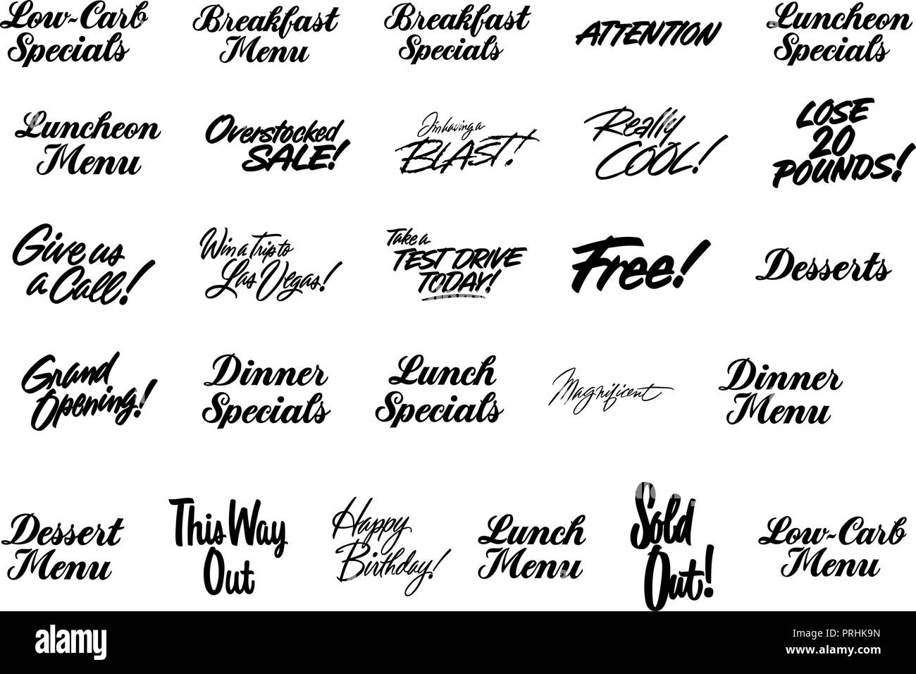 various advertising sign and lettering promotion concept paint brush ...