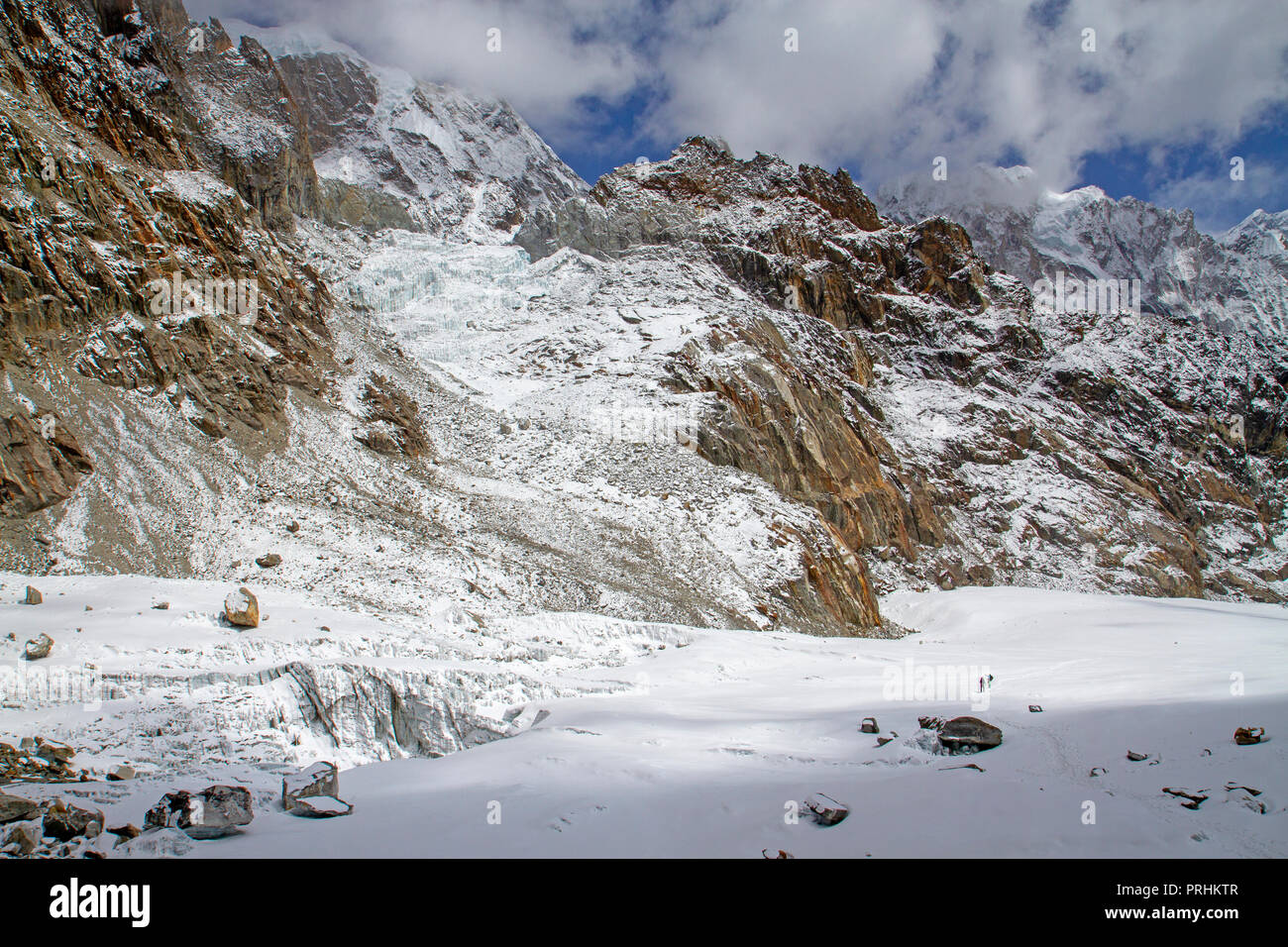 Trekkers on a glacier at Cho La Stock Photo - Alamy