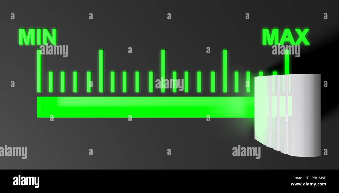 Level selector on a black control panel - 3D rendering Stock Photo - Alamy