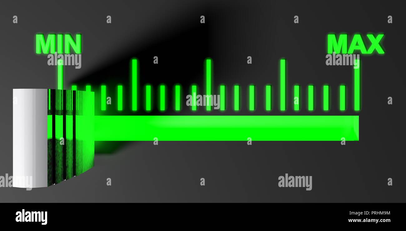 Level selector on a black control panel - 3D rendering Stock Photo - Alamy