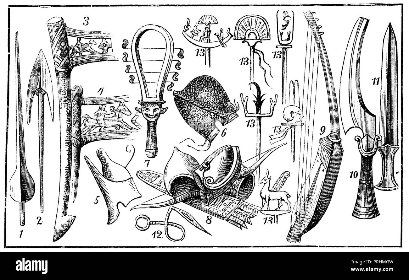 Ancient Egyptian weapons and war marks Stock Photo - Alamy