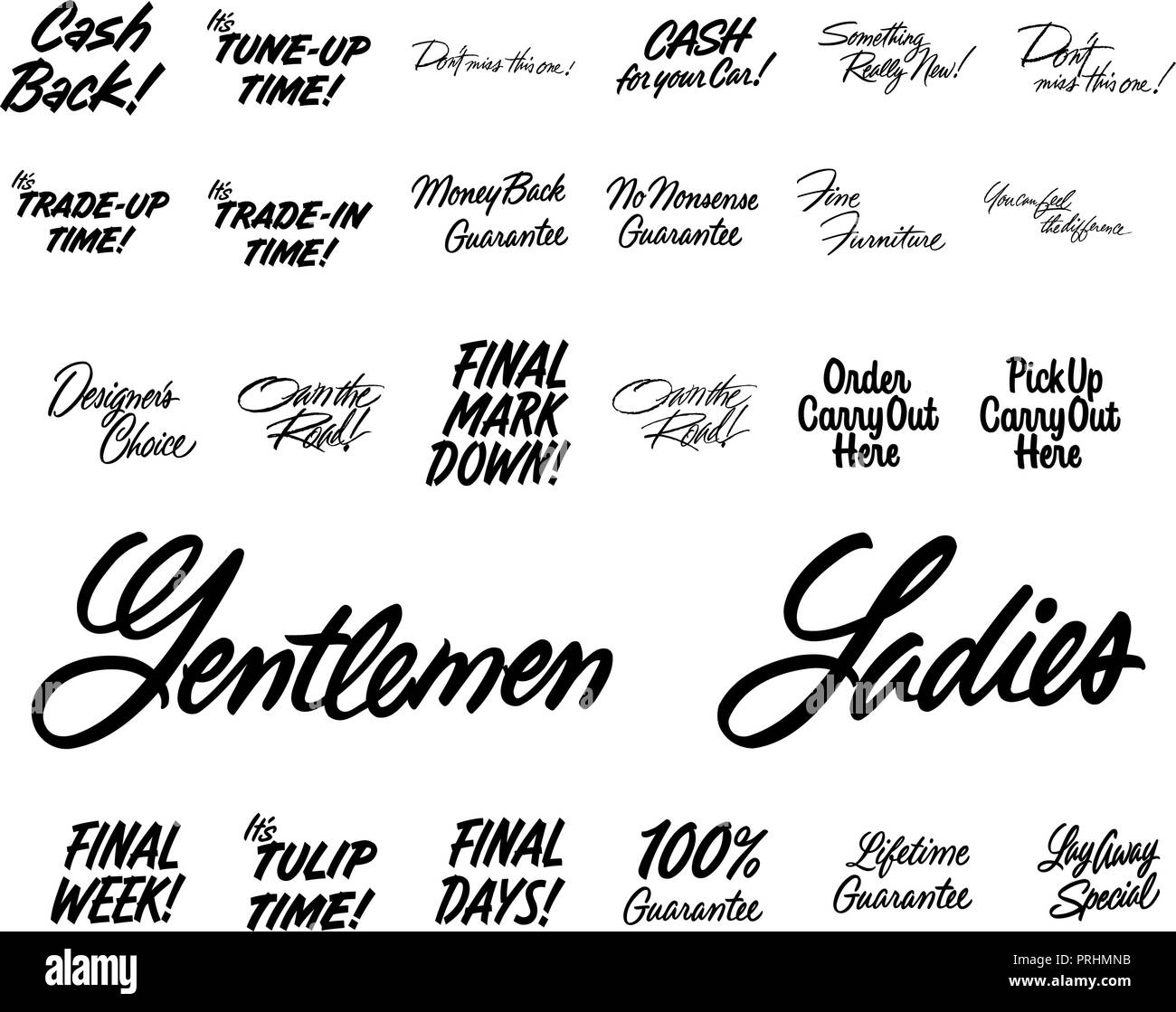 various advertising sign and lettering promotion concept paint brush ...